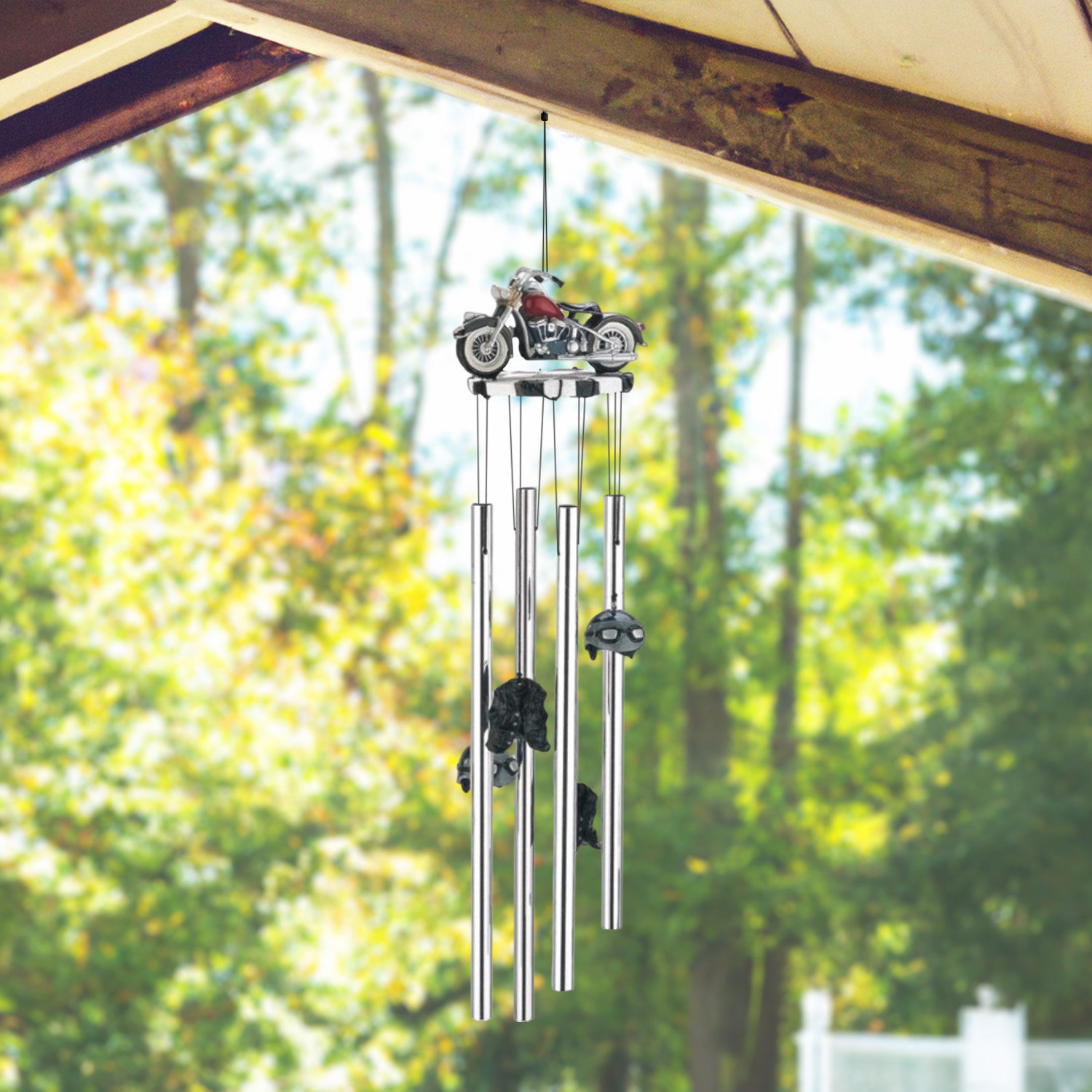 Arlmont & Co. Reeana 23" Long Round Top Red Motorcycle Wind Chime ...