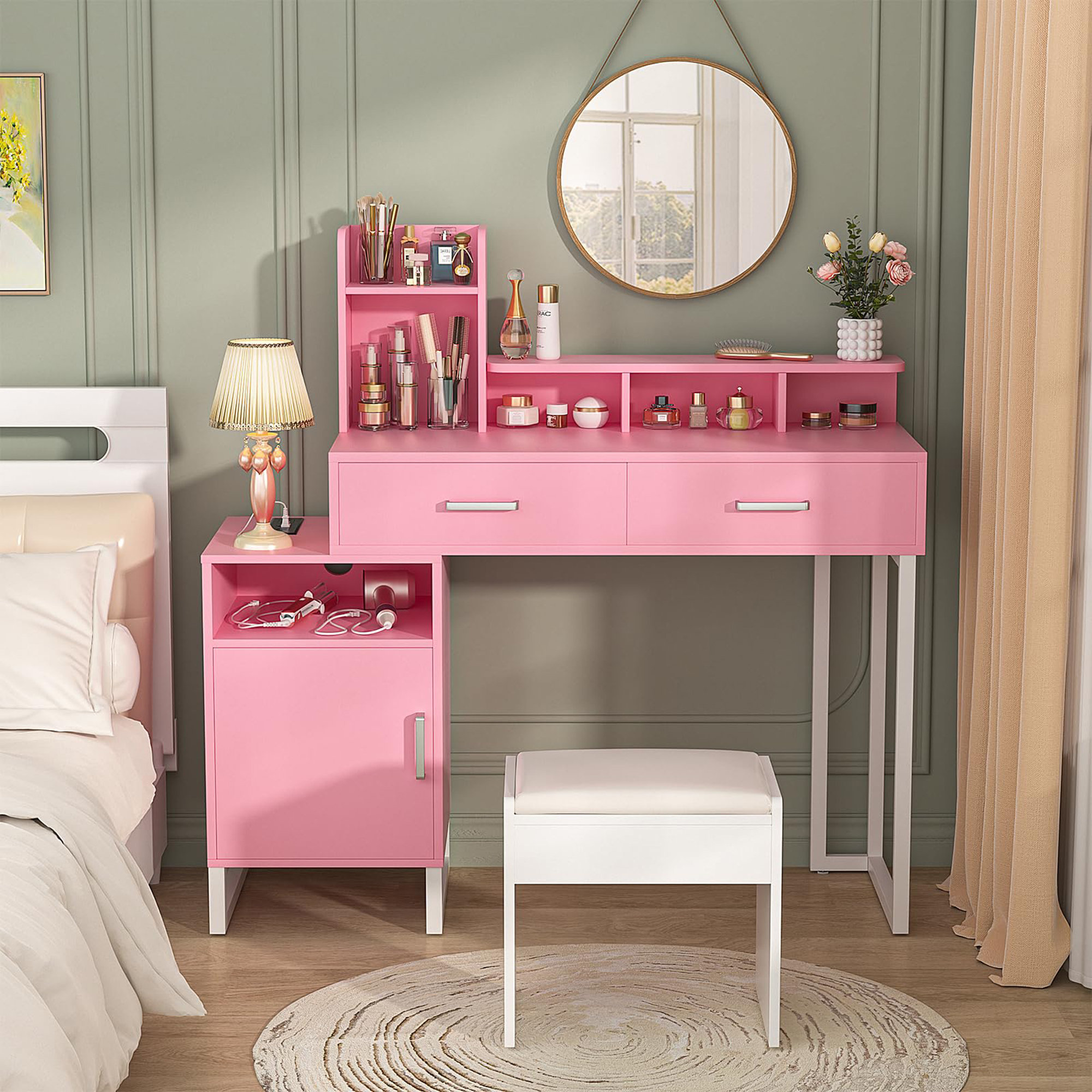 Latitude Run® Small Vanity Desk with Power Outlet | Wayfair