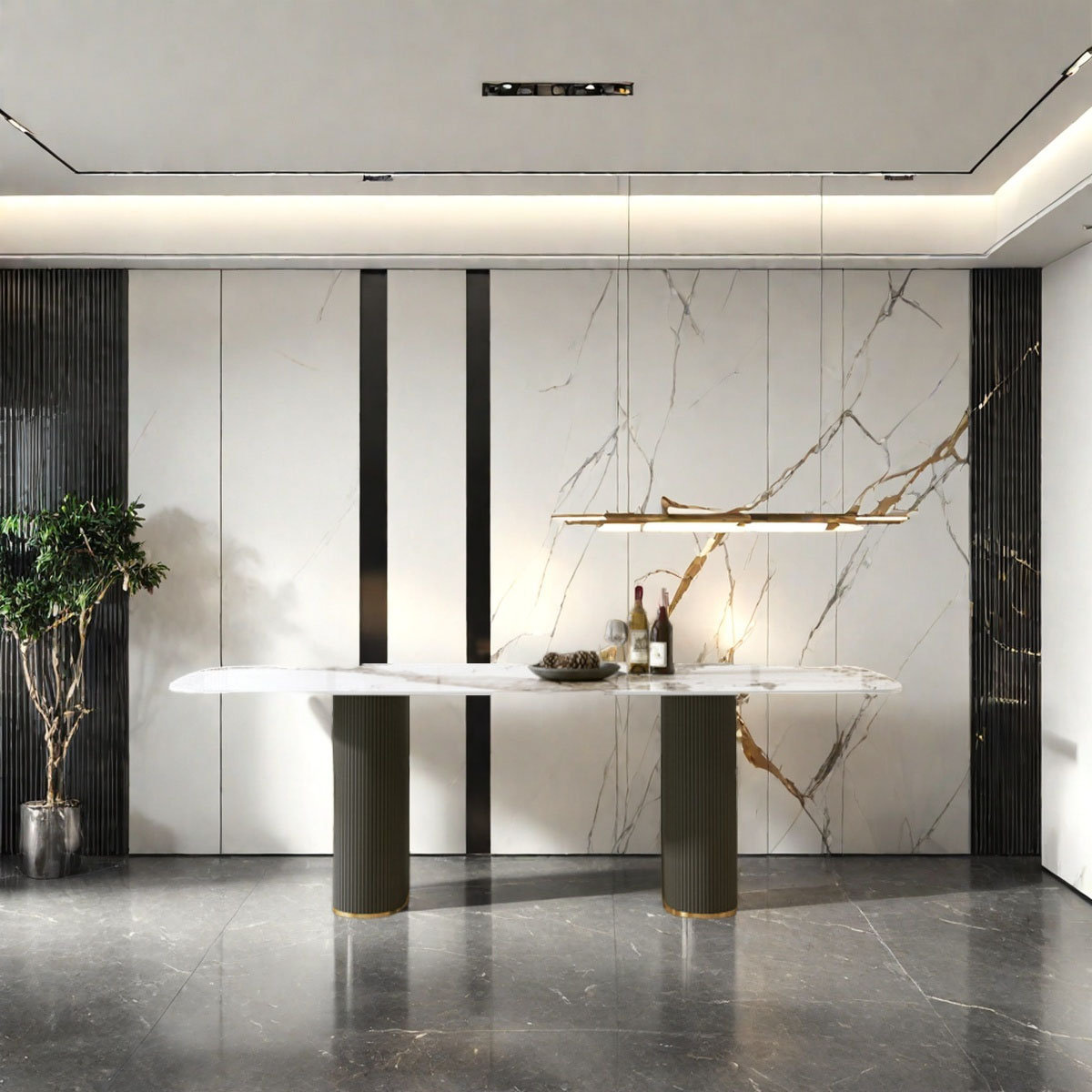 Wrought Studio™ Italian Luxe Glossy Marble-Look Table | Wayfair