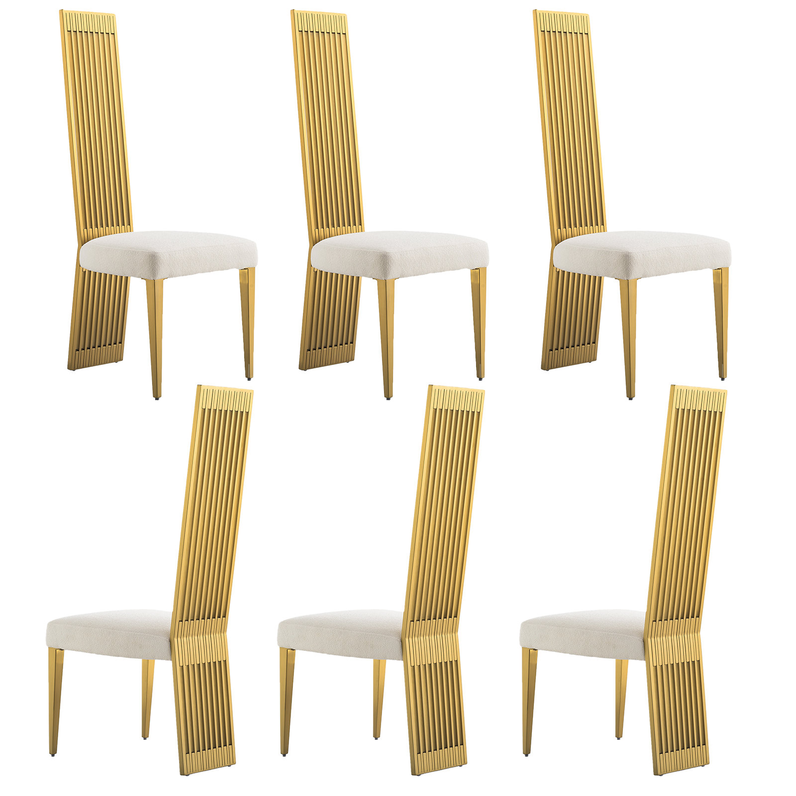 Everly Quinn Brushed Gold Dining Chairs Set Of 6 - Wayfair Canada