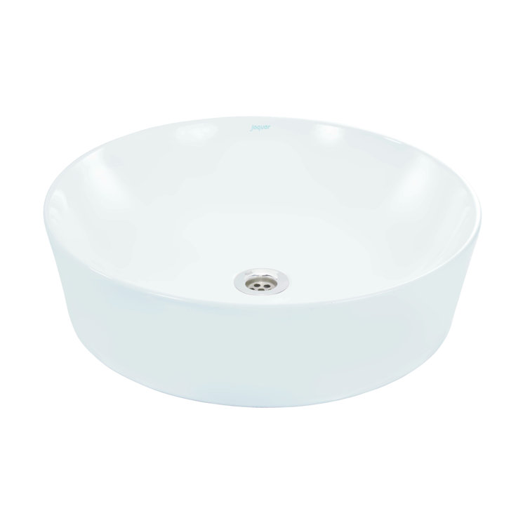 Jaquar Opal 480mm L x 480mm W Ceramic Circular Countertop Basin Sink ...