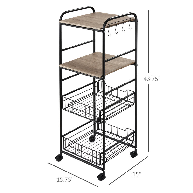 HomCom Metal Kitchen Cart & Reviews | Wayfair