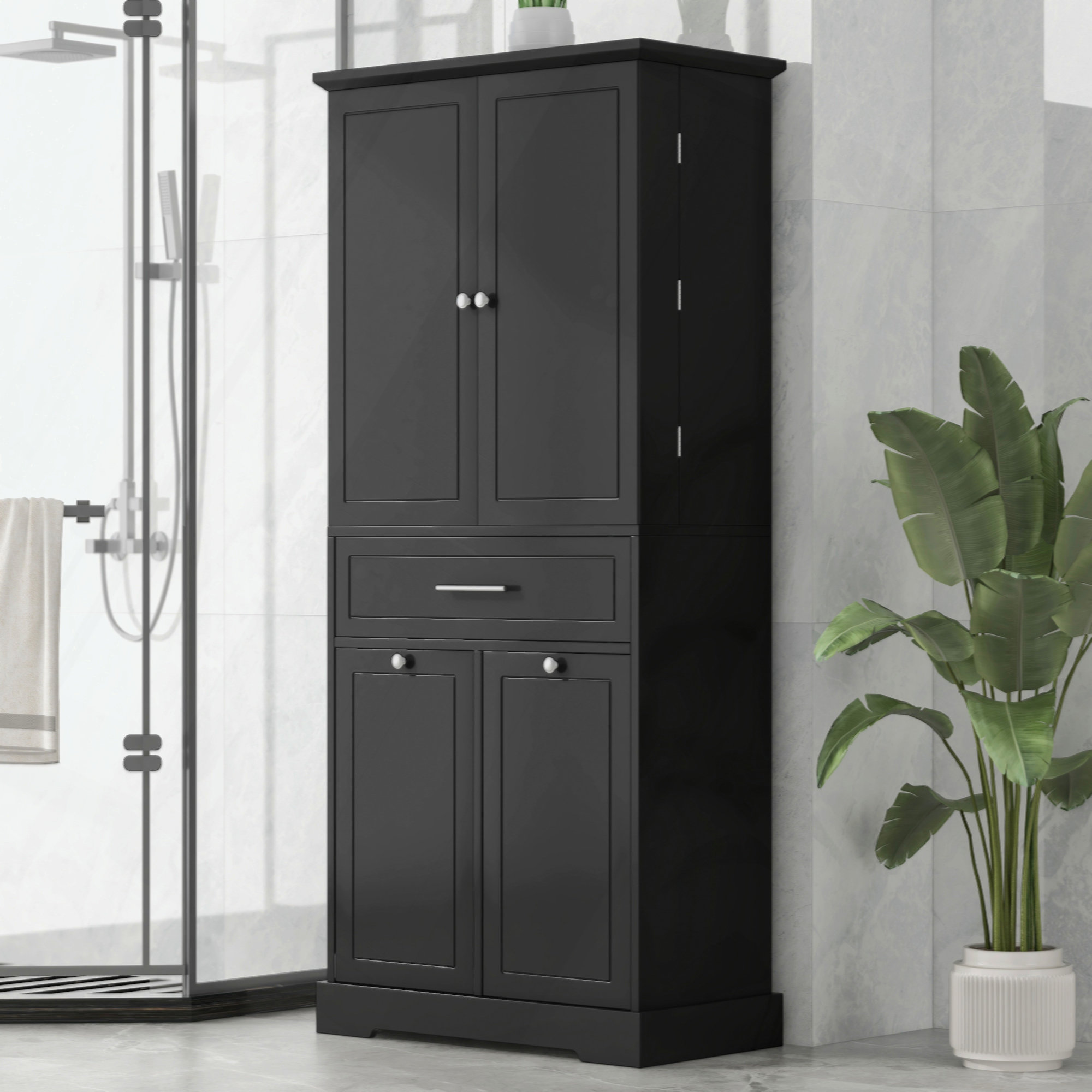 Lark Manor™ Bathroom Storage Cabinet With Tilt-Out Laundry Hamper ...