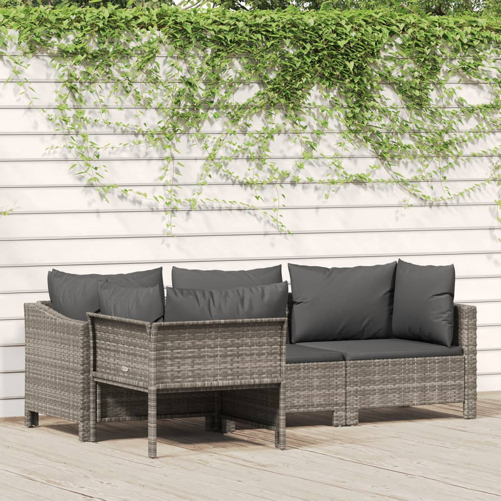 Ebern Designs 4 Piece Patio Lounge Set With Cushions Grey Poly Rattan ...