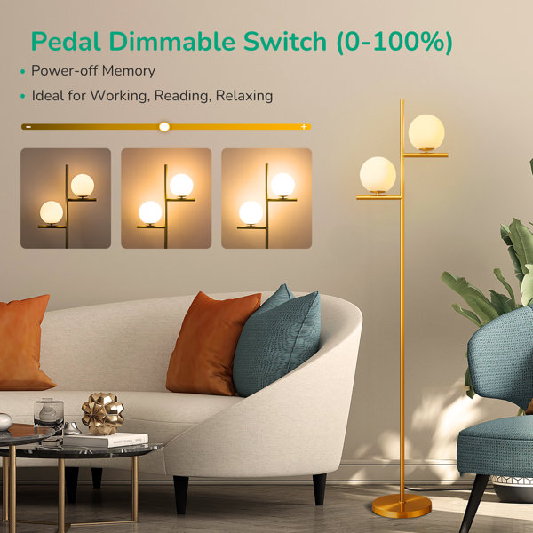 Willa Arlo™ Interiors Saez 68" LED Dimmable Tree Floor Lamp with Globe ...