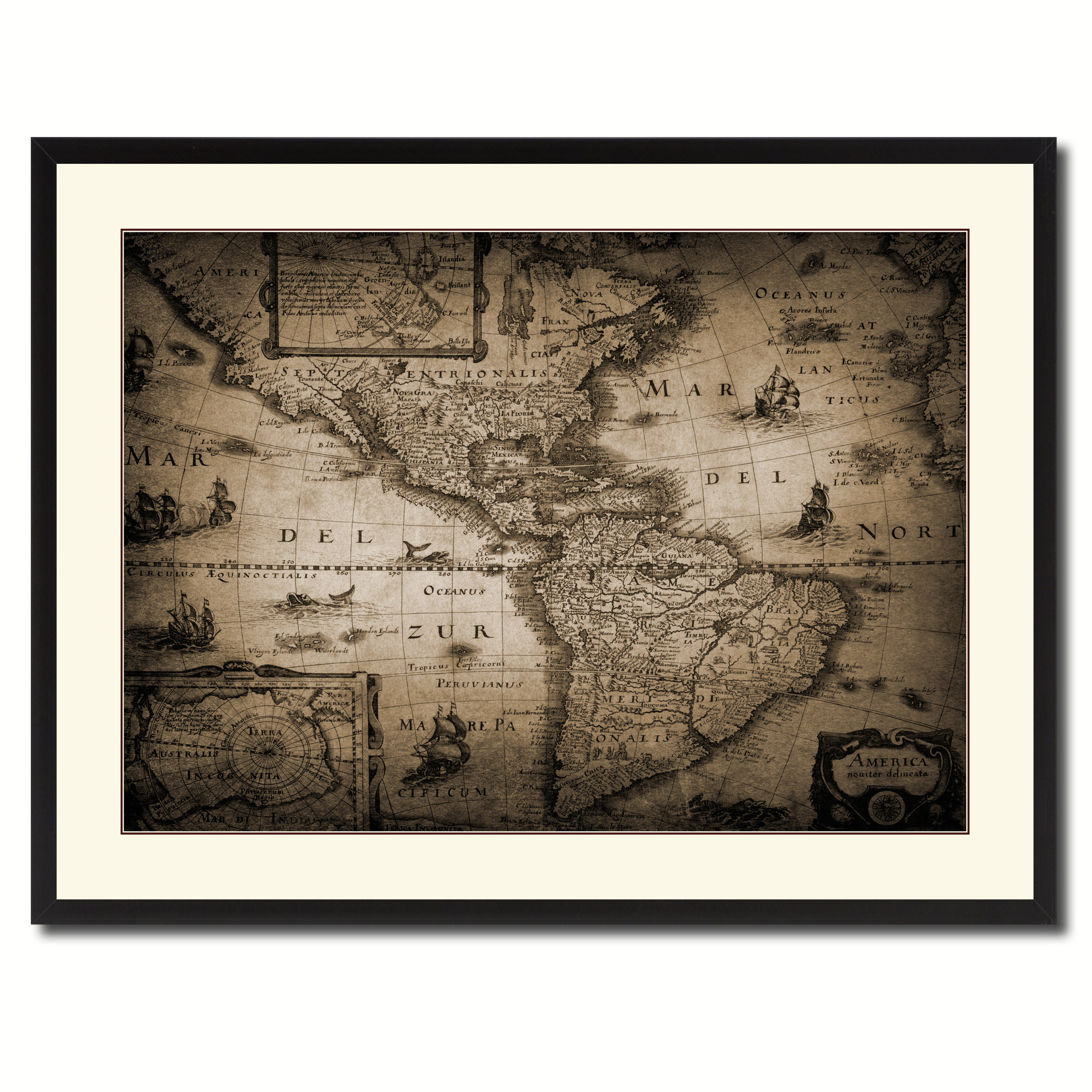 17 Stories America Vintage Sepia Map Canvas Print, 28x37 | Wayfair