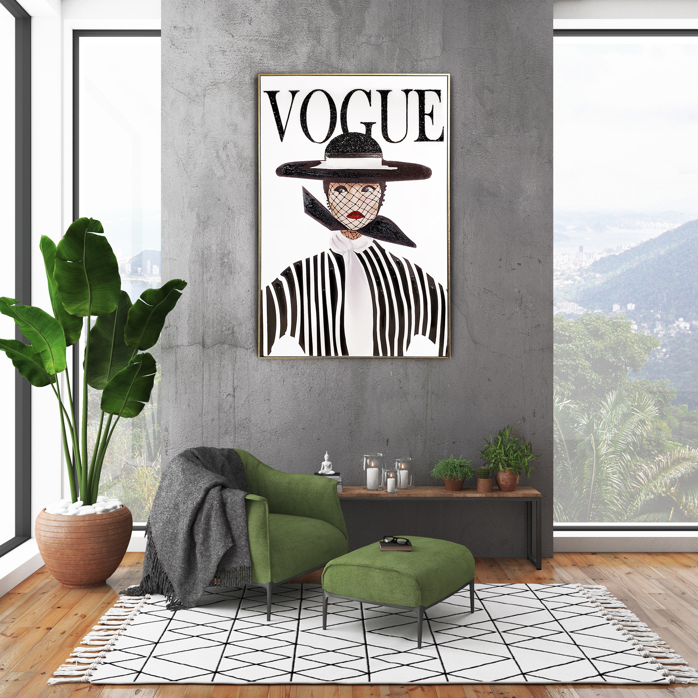 Sparkles Home Vogue Stripe 3D Rhinestone Canvas Wall Art | Wayfair