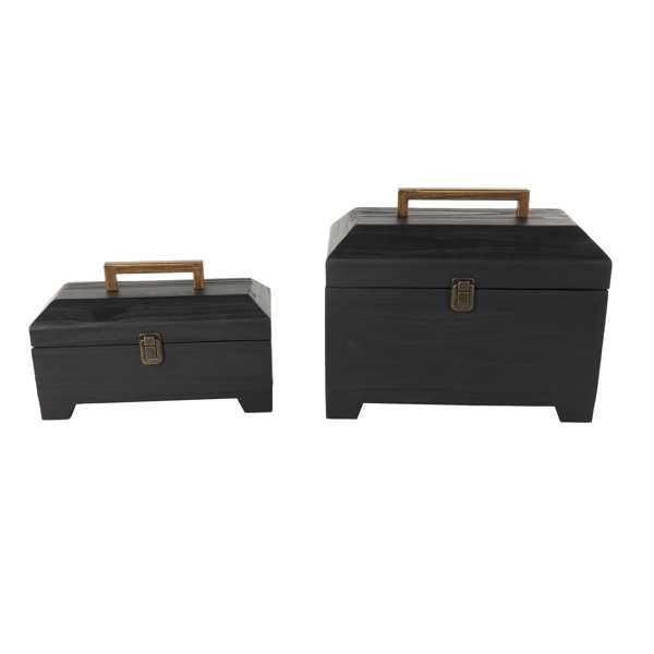 Red Barrel Studio® Wood Handmade Decorative Black Box With Brass ...