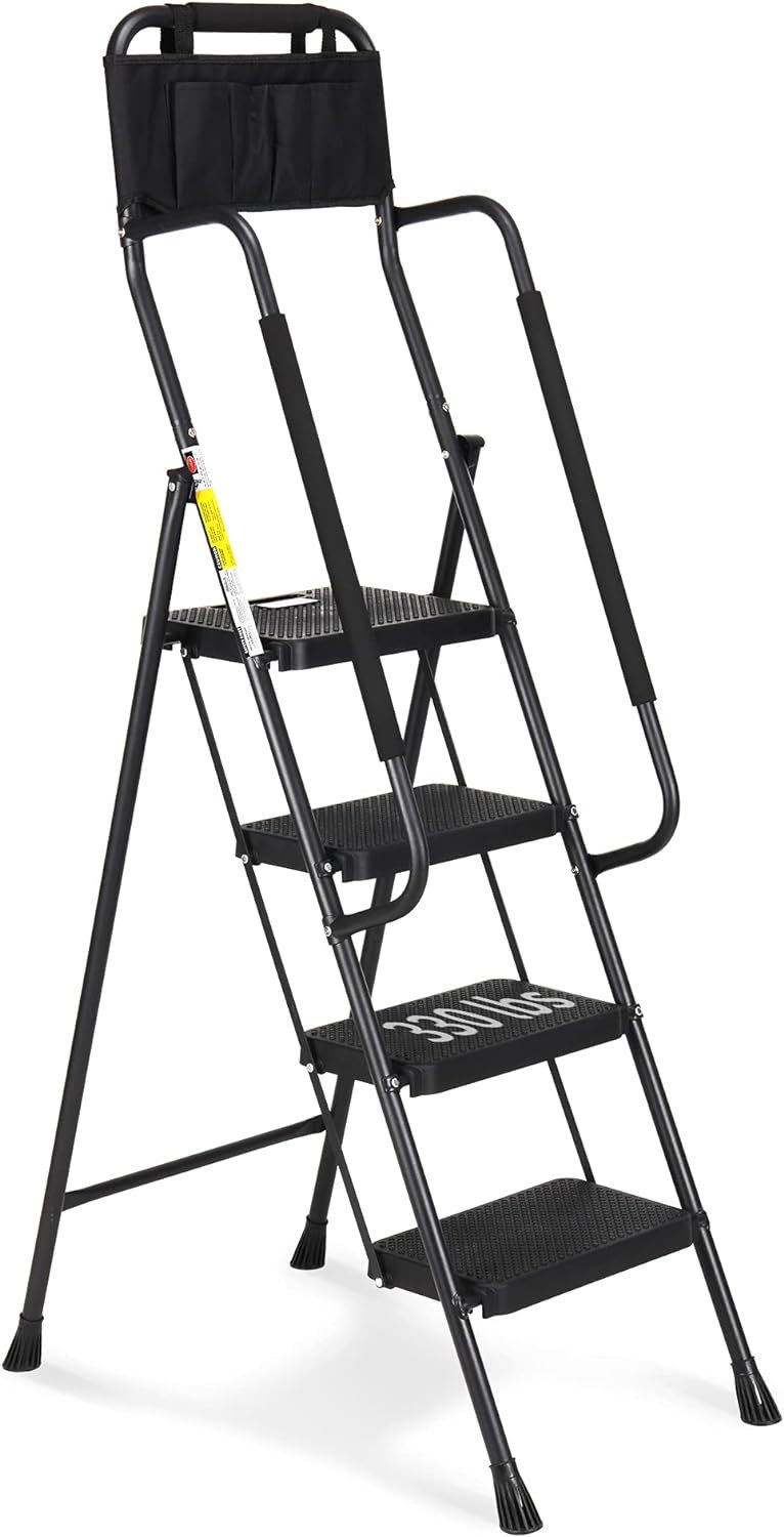WFX Utility™ 4 Step Ladder With Handrails, 330 Lbs Folding Step Stool ...
