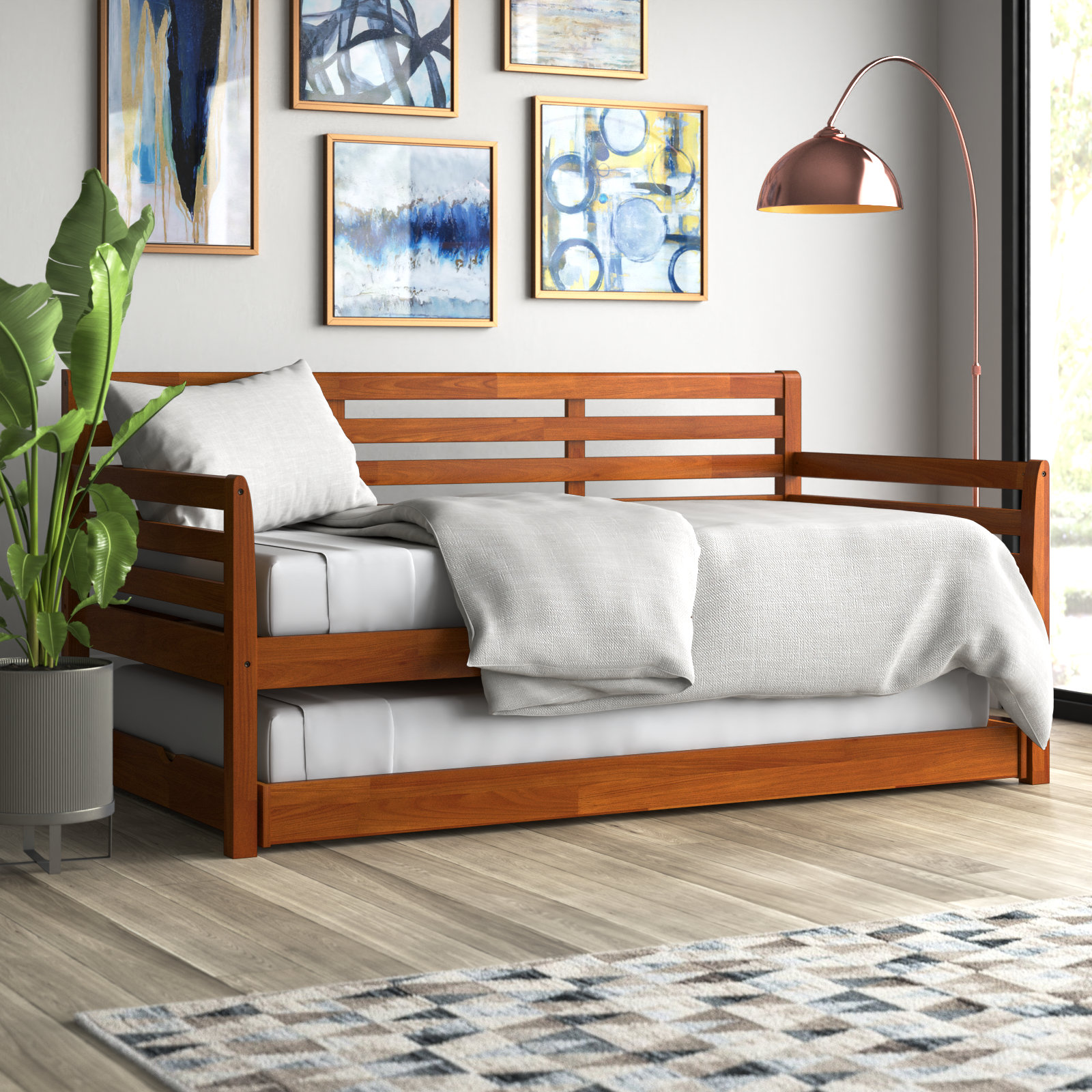 Lark Manor Alexz Wood Daybed with Pop Up Trundle Bed, Mattresses Not ...