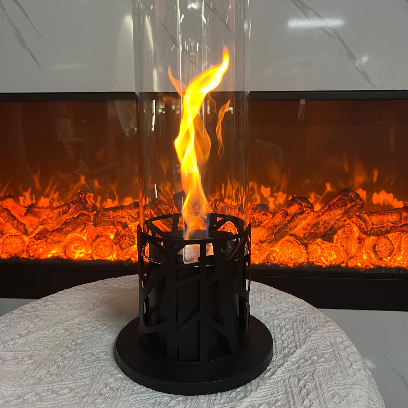 Zeki Shoggy Spiral Flame Tabletop Fire Pit With Flame Snuffer, Indoor ...