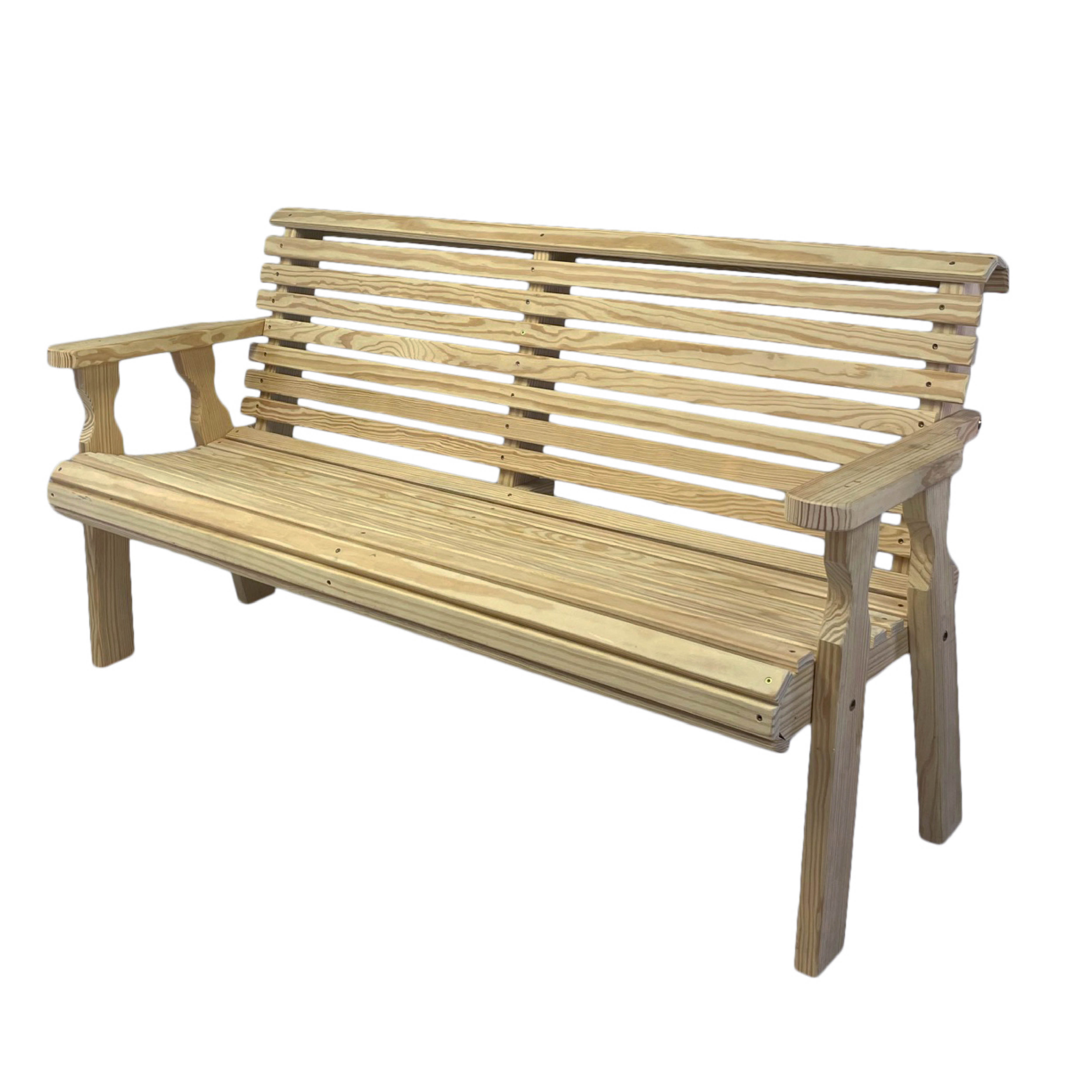 Amish Casual Heavy Duty Roll Back Treated Wooden Garden Bench | Wayfair