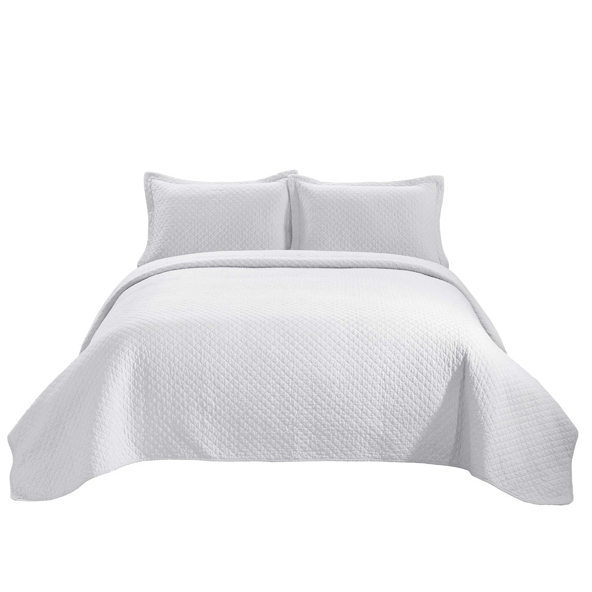 Chezmoi Collection Solid Color Cotton Quilt Standard Cotton 3 Piece ...