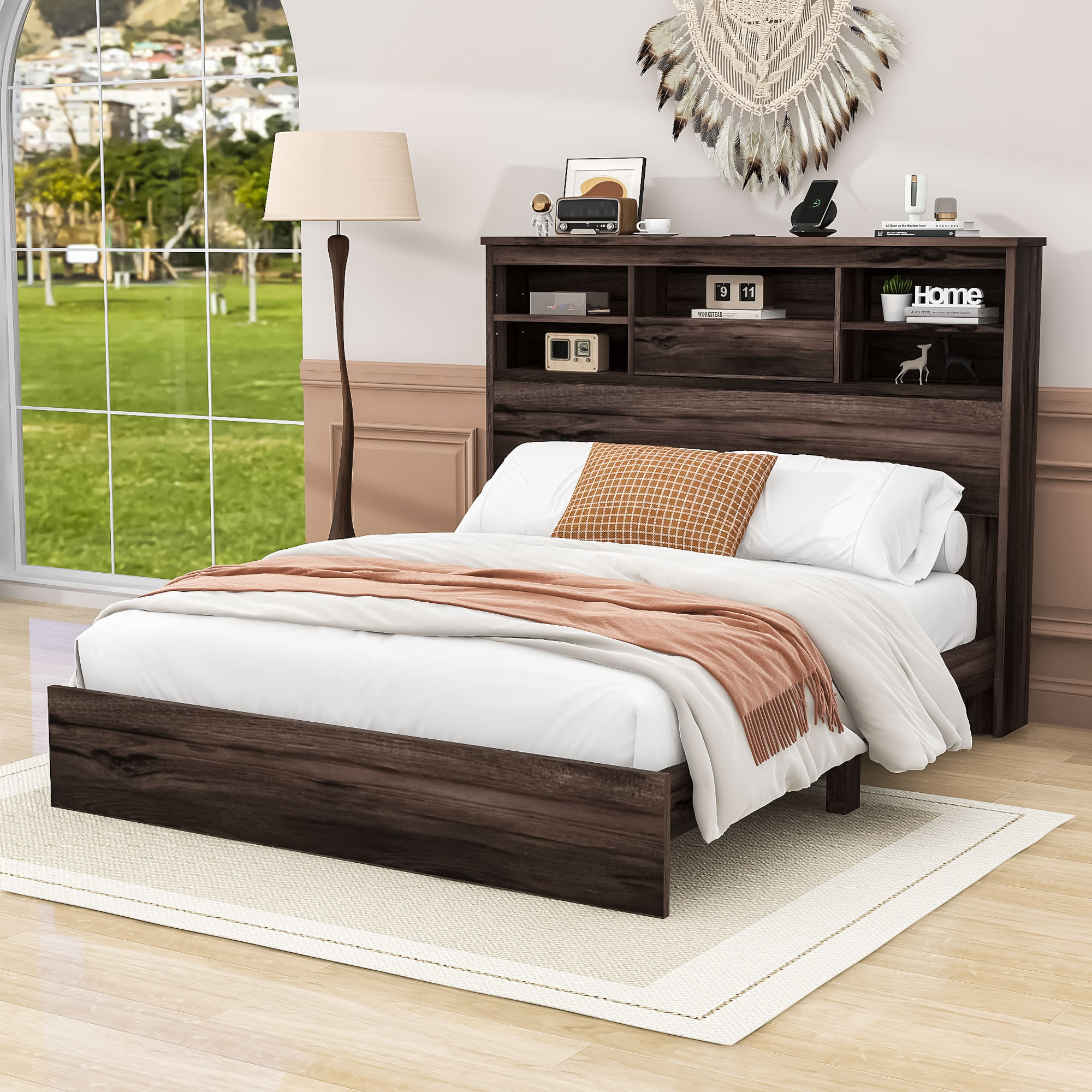 Red Barrel Studio® Messaoud Queen Wooden Platform Bed With Headboard ...