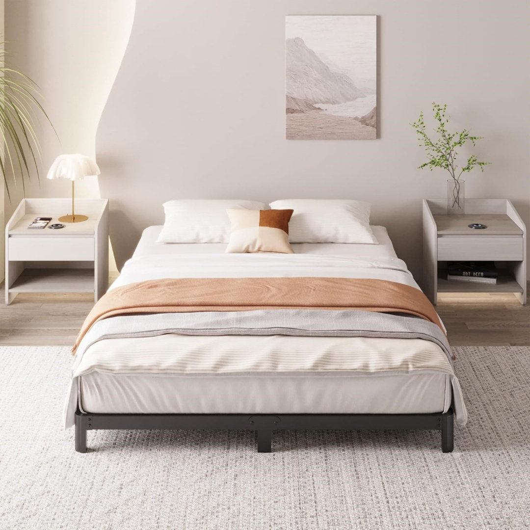 Ivy Bronx 6 Inch Low Profile King Bed Frame With Rounded Corner Legs ...