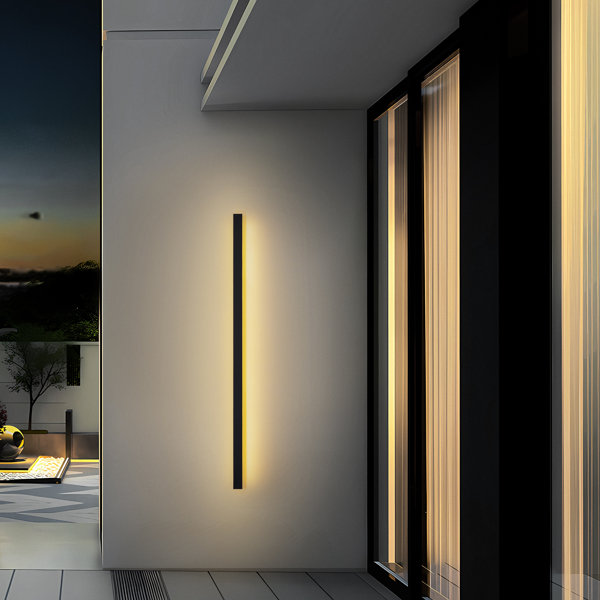 Ivy Bronx Barde Slender Sideway Outdoor Hardwired Bar Wall Sconce with ...