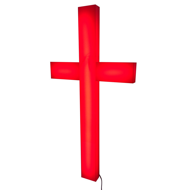 FixtureDisplays Cross, Christian Lighted Church Sign Red Plexiglass Led ...