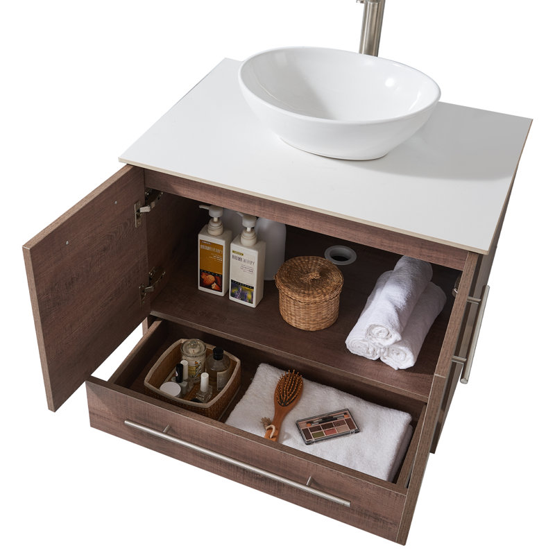 Ebern Designs Raymir 30'' Brown Modern Free-standing Vessel Sink Single ...