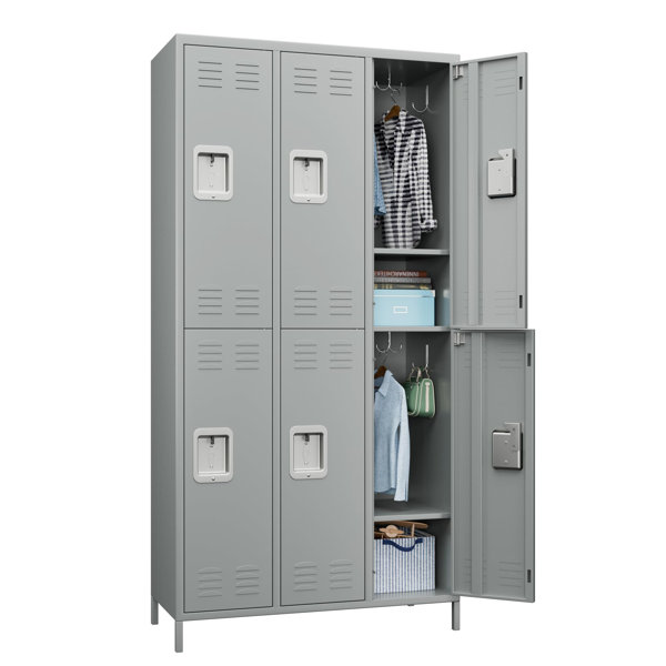 17 Stories 2 Tier, 6 Section Metal Lockers Armoire with 12 Hooks for ...