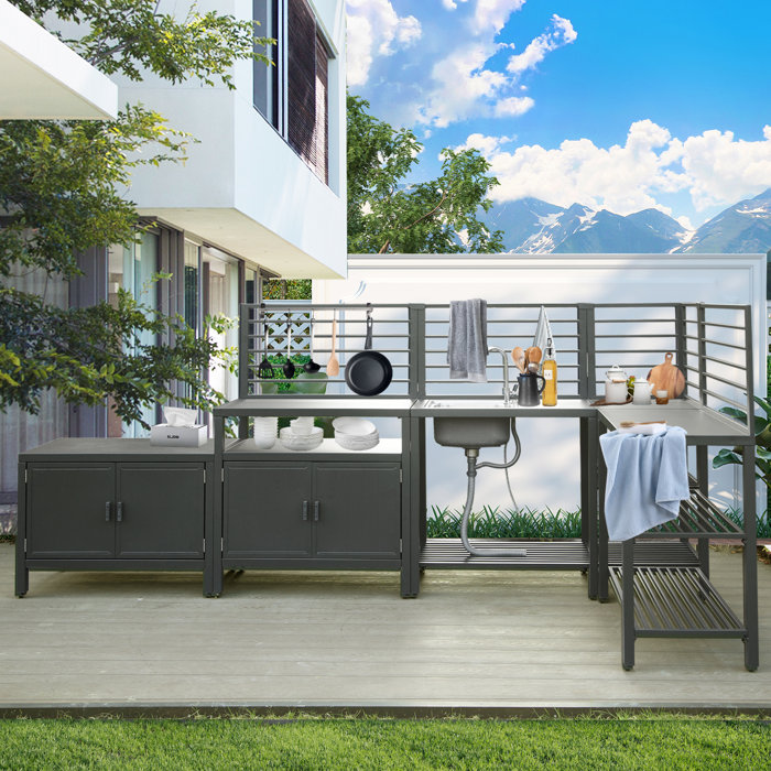 domi outdoor living Domi Louvered 130.7'' W 2 Modular Outdoor Kitchen ...