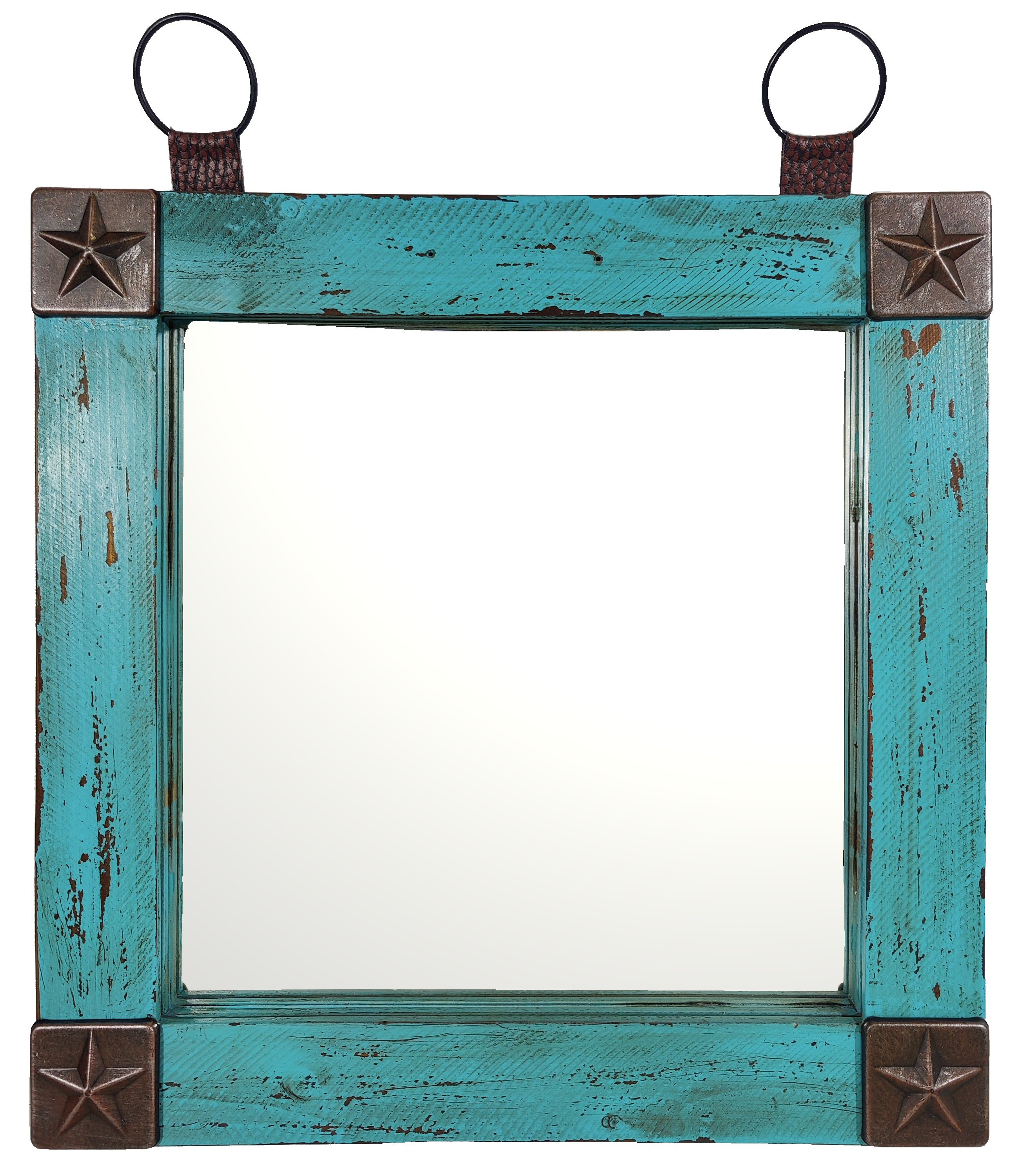 Gracie Oaks Distressed Wood Framed Turquoise with Star Accent Wall ...