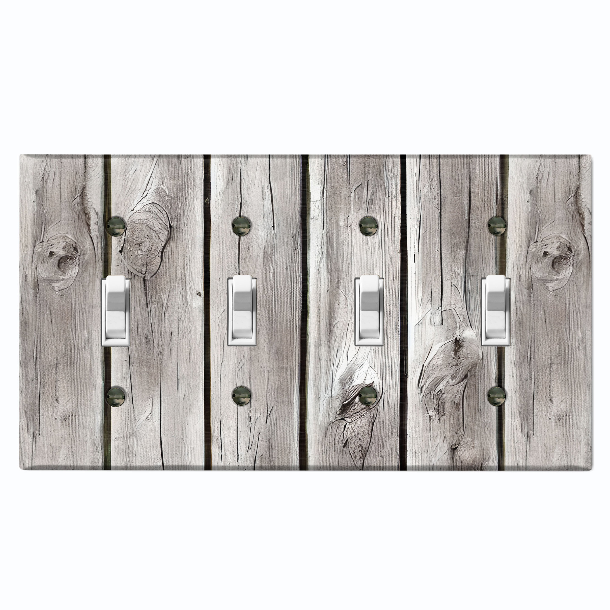 WorldAcc Gray Wood Tree Bark Print Nature Themed 4 - Gang Toggle Light ...