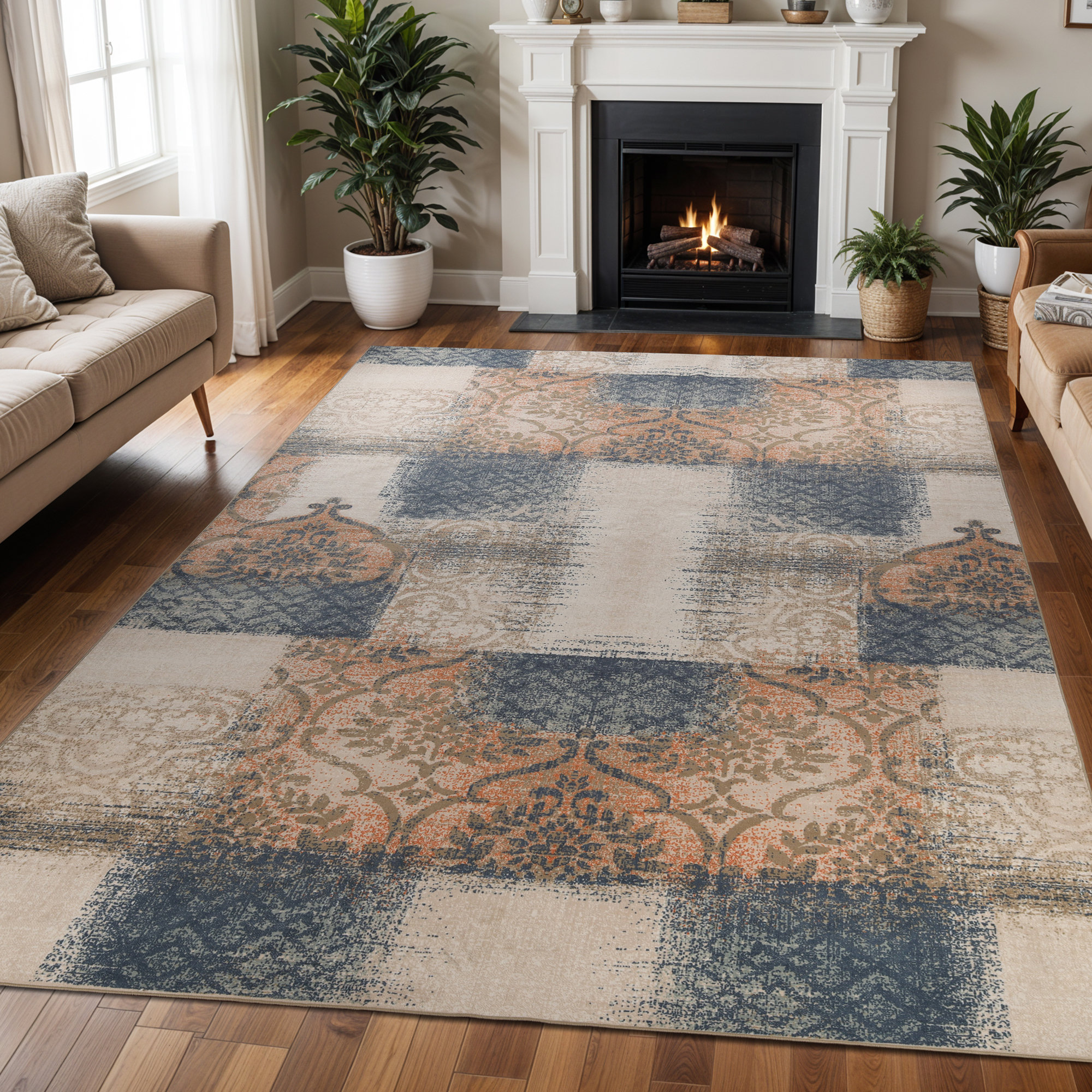 Williston Forge Yvette Distressed Abstract Damask Indoor Area Rug ...