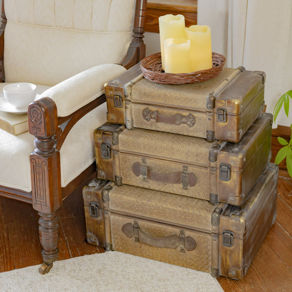 Charlton Home® Rachelle 3 Piece Vintage Trunk Set & Reviews | Wayfair