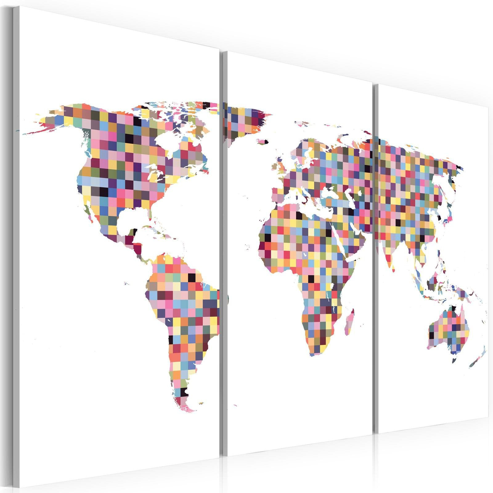 17 Stories Stretched Canvas World Map Art - Map Of The World - Pixels 3 ...