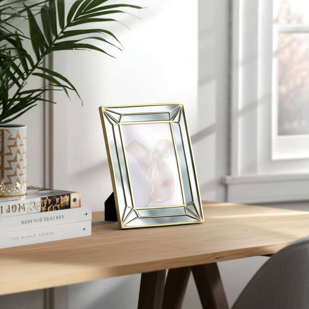 Mercer41 Decorative Photo Frame With Geometric Polyresin Border And ...