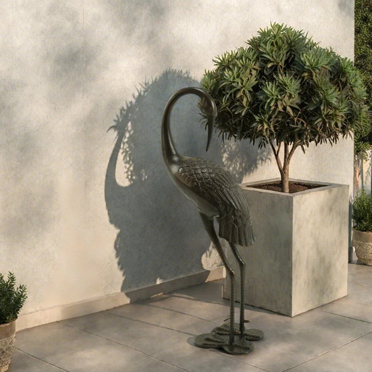 Beachcrest Home 39 Inch Outdoor Shiny Copper Bird Statue, Standing ...