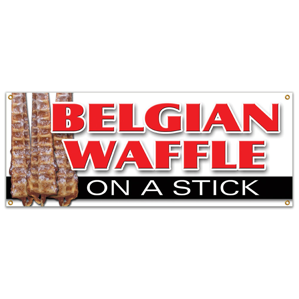 SignMission BELGIAN WAFFLE ON A STICK BANNER SIGN Lolly Waffle Dough ...