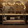 Latitude Run® White Wood House Bed With Guardrail And Led - Create A ...