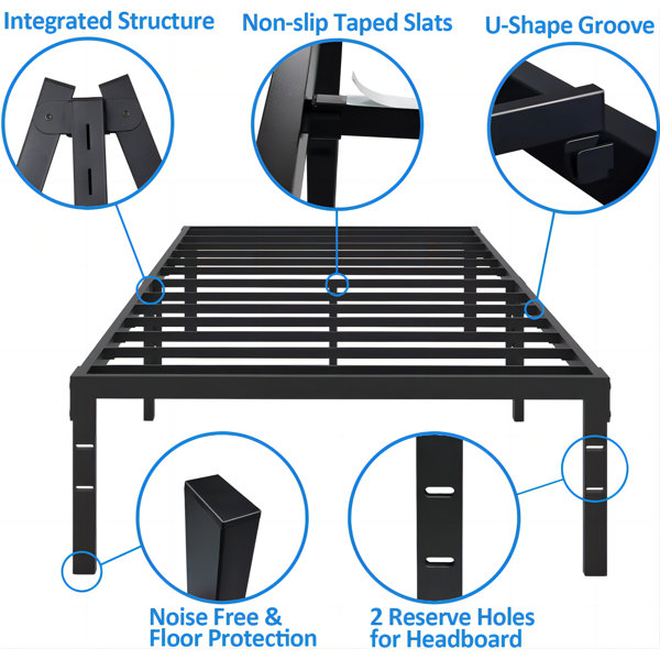 Alwyn Home Kettlersville Extra-Long Twin 14" H Platform Bed Frame with ...