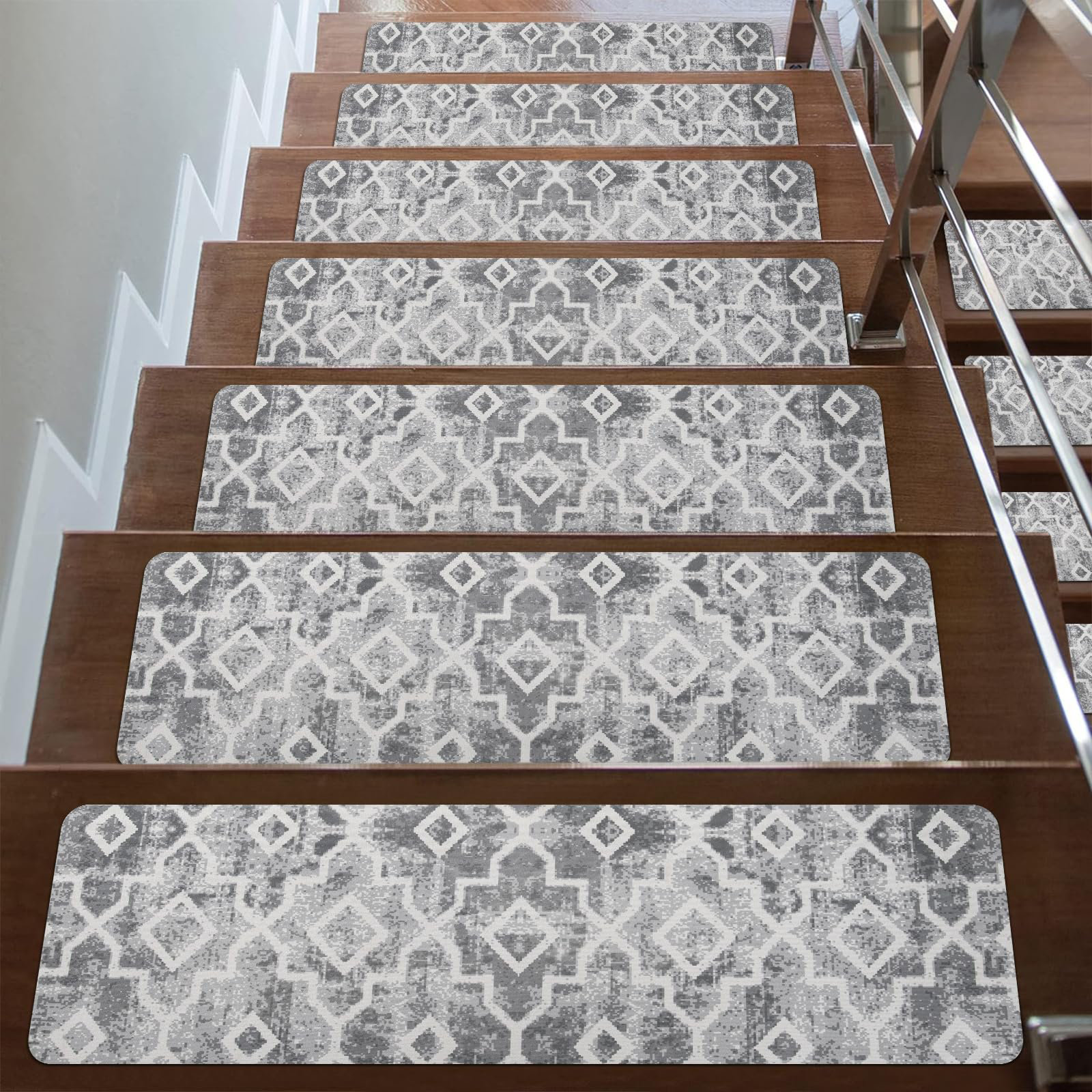 Latitude Run® Stair Treads Non Slip For Wooden Steps, 15PCS 8"X30" Grey ...