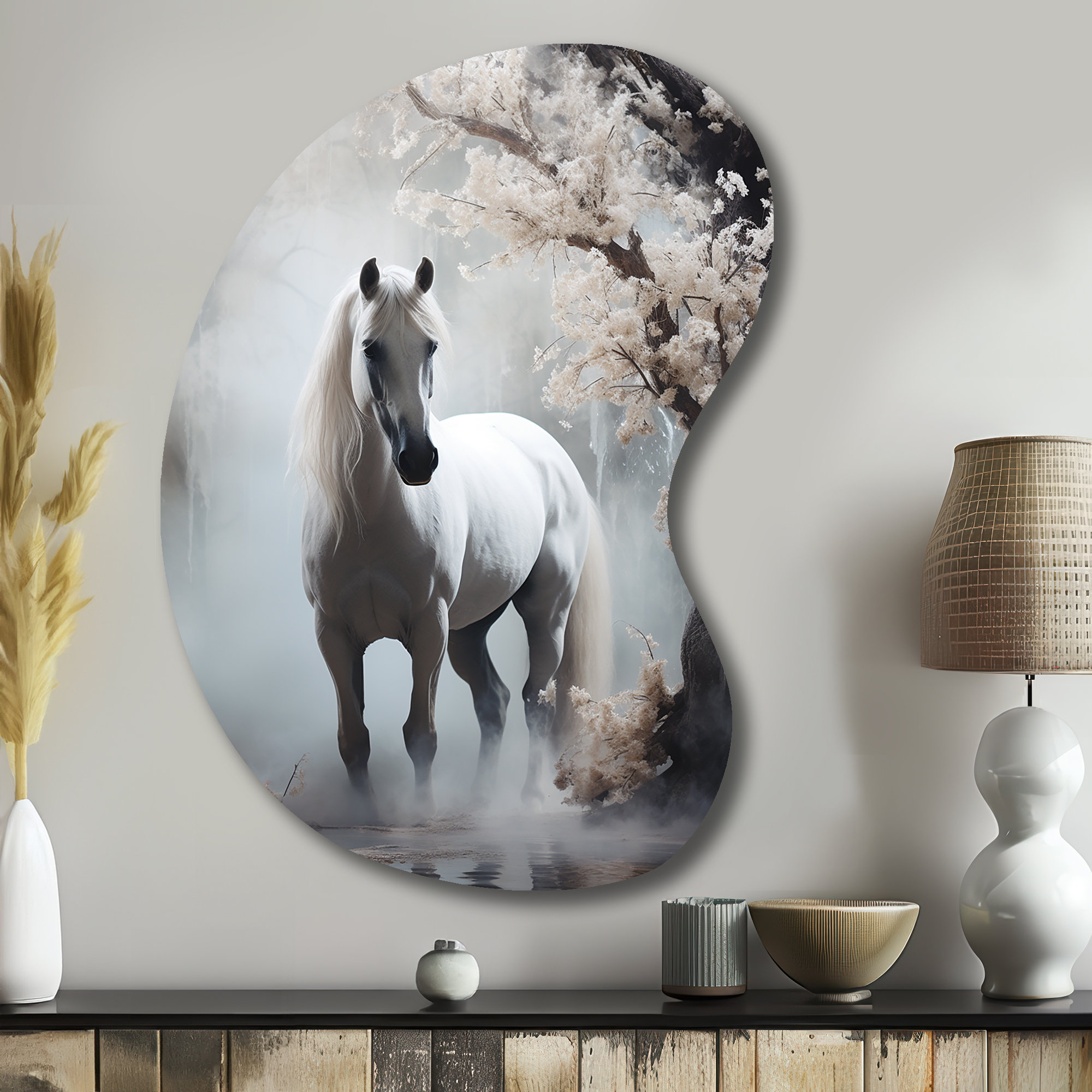 Loon Peak Grey Horse Mystical Encounter - Horse Boom Shape Irregular ...