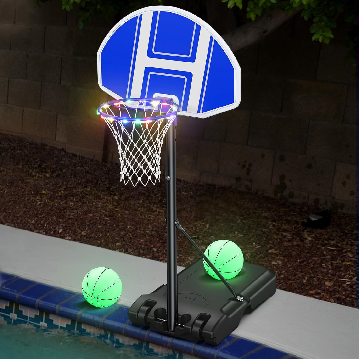 JETEHO Pool Basketball Hoop Outdoor Poolside Water Basketball Hoop With ...