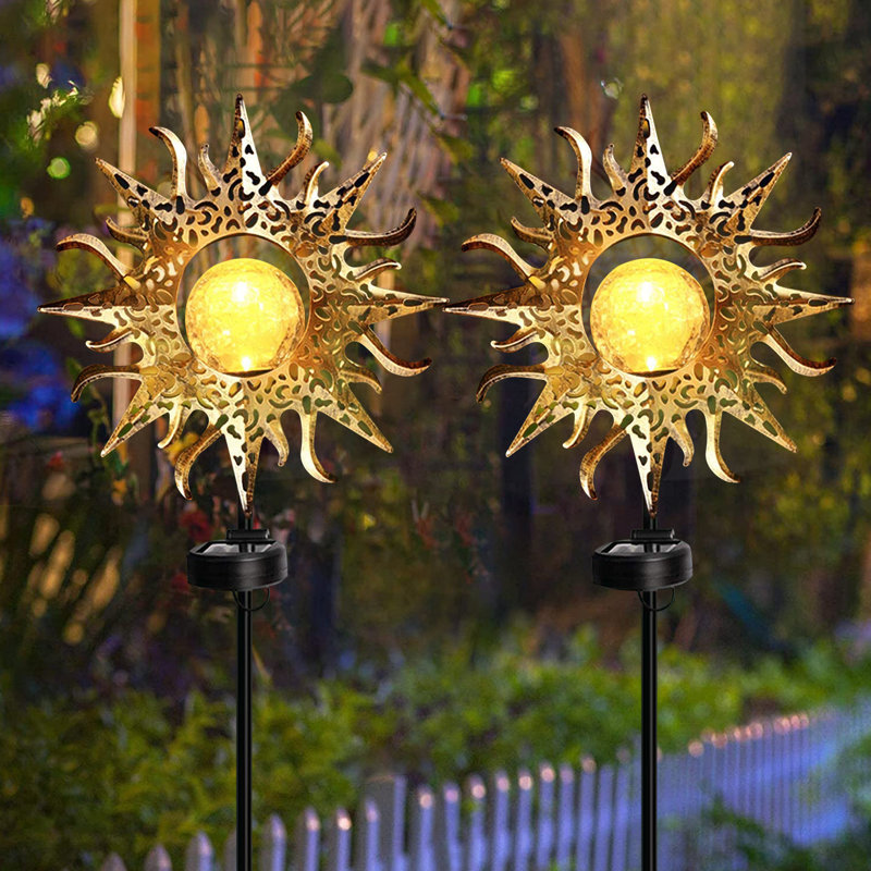 Aptoco Solar Powered Integrated LED Sun-shape Pathway Light Outdoor ...