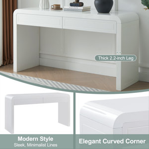 NFusion Caro Modern MDF Console Table With Curved Corners And 2 Drawers ...