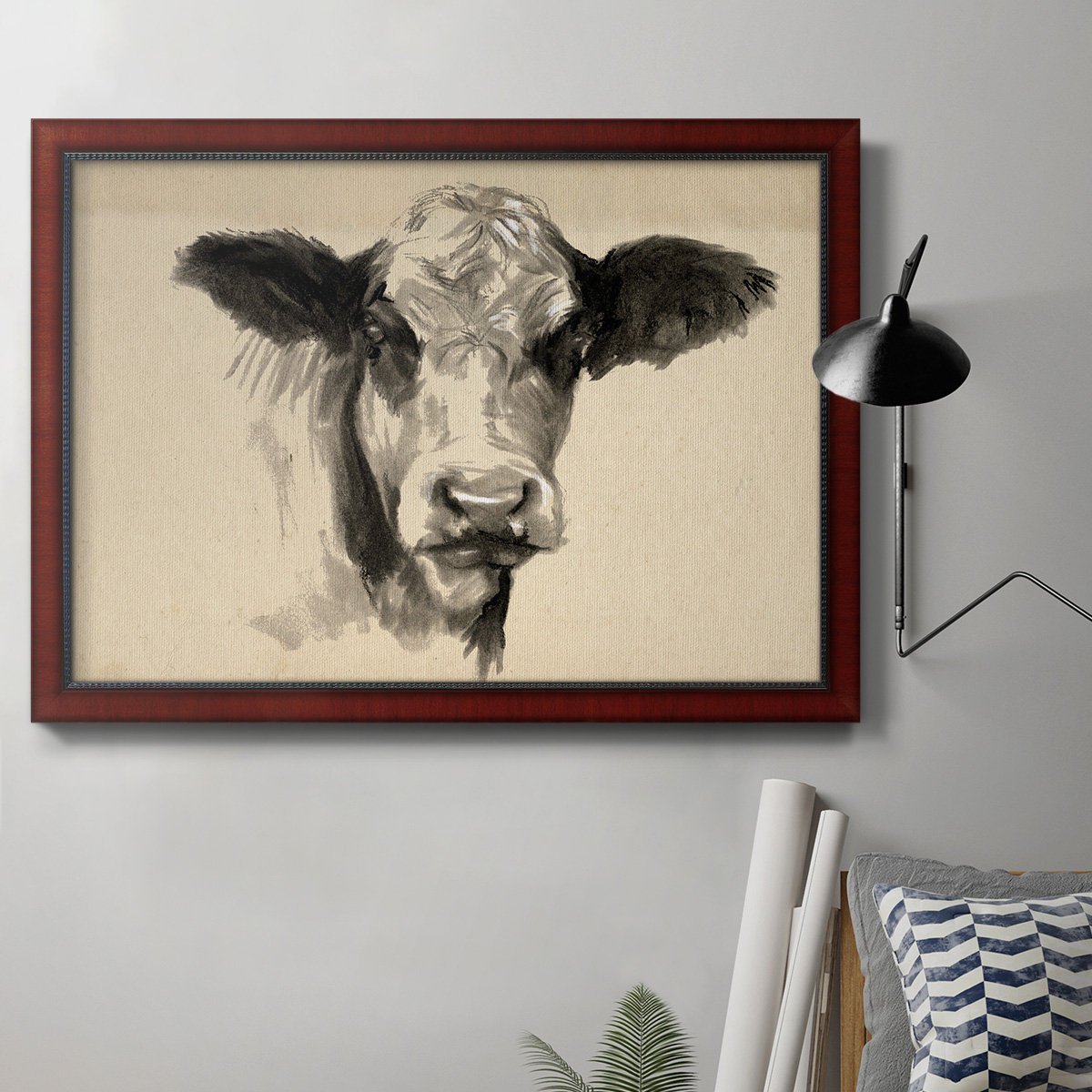 Rosalind Wheeler Charcoal Cow II - Picture Frame Drawing Print on ...
