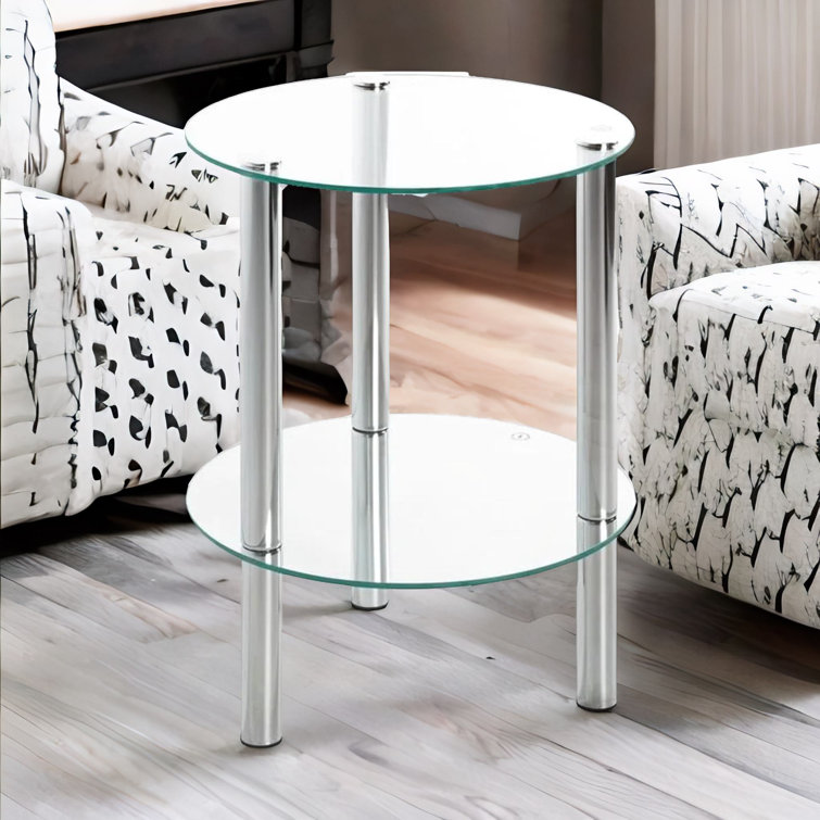 Rafaelo Mobilia 2-Tier Round Chrome Side Table With Glass Top | Wayfair ...
