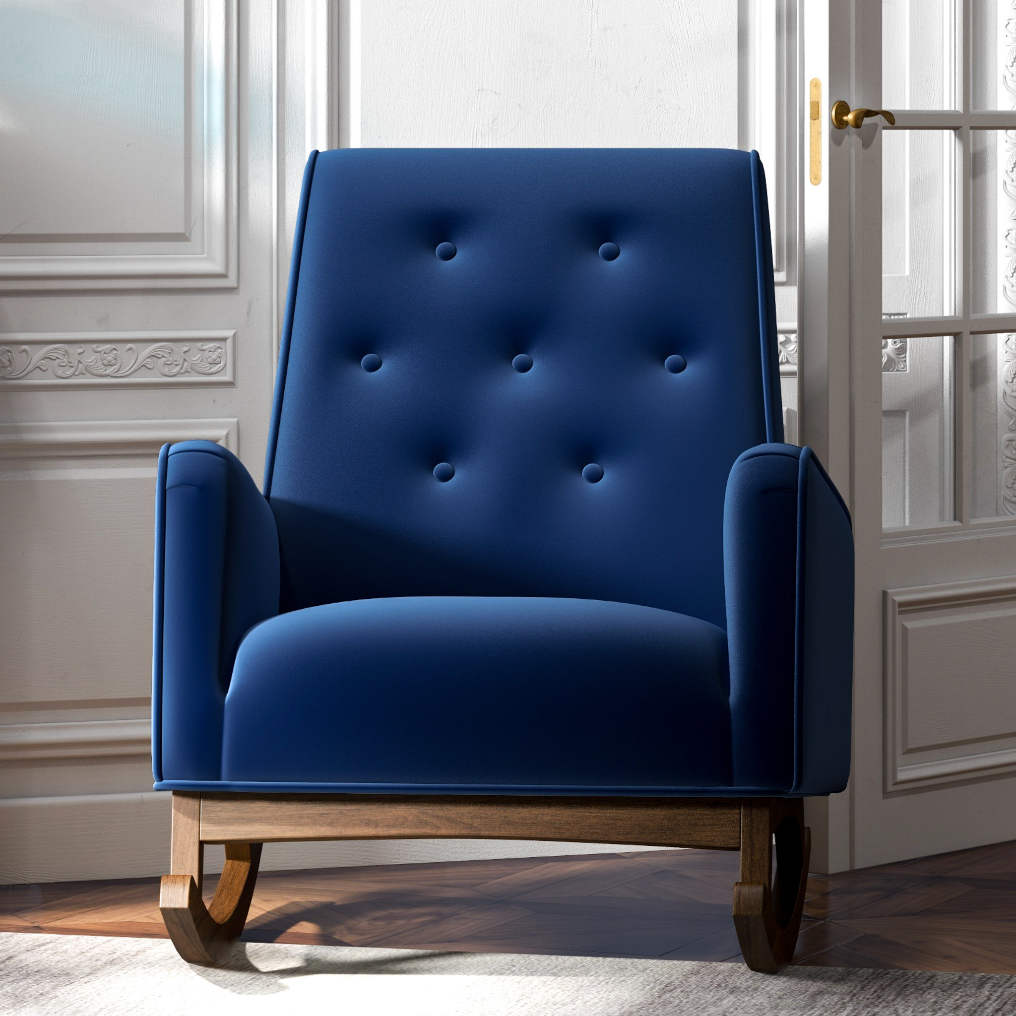 Hashtag Home Achna Mid Century Modern Velvet Rocker Livingroom and ...