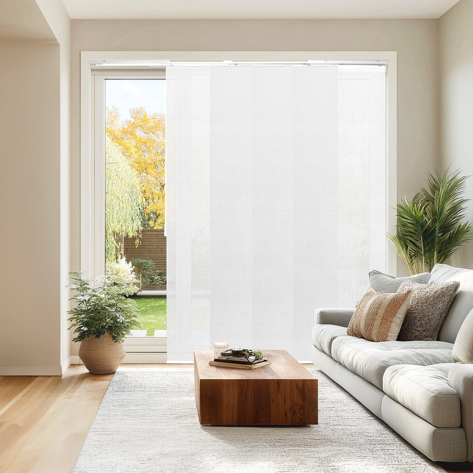 Latitude Run® Adjustable Semi Sheer Sliding Panel Track Blinds ...