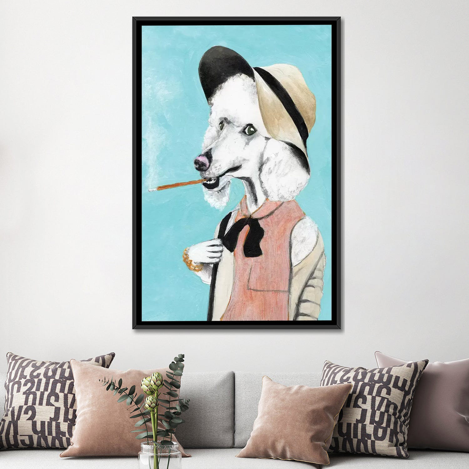 East Urban Home Coco de paris 'Poodle Preppy' Print on Wrapped Canvas ...