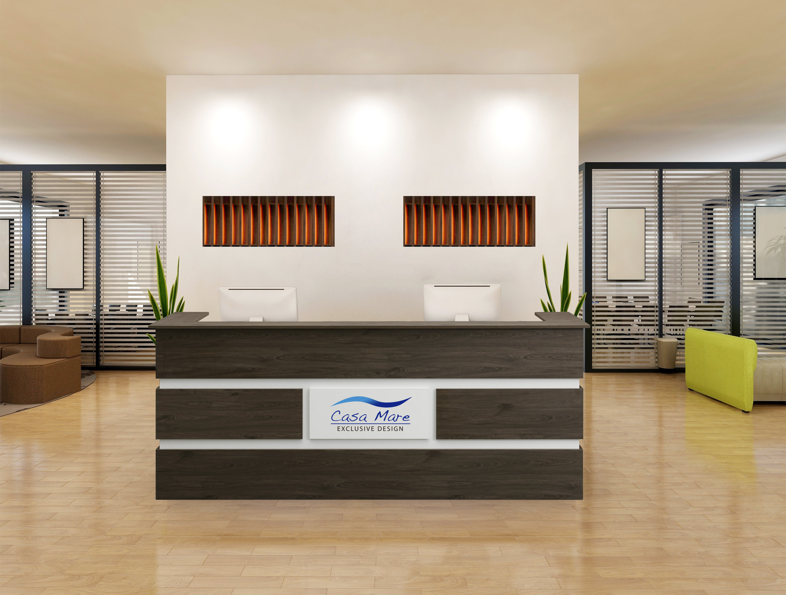 Latitude Run® 87" Wood Office Reception Desk Counter & Drawers ...