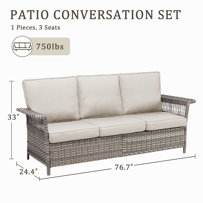 Buenhomino Outdoor 3-Seater Patio Wicker Sofa | Wayfair