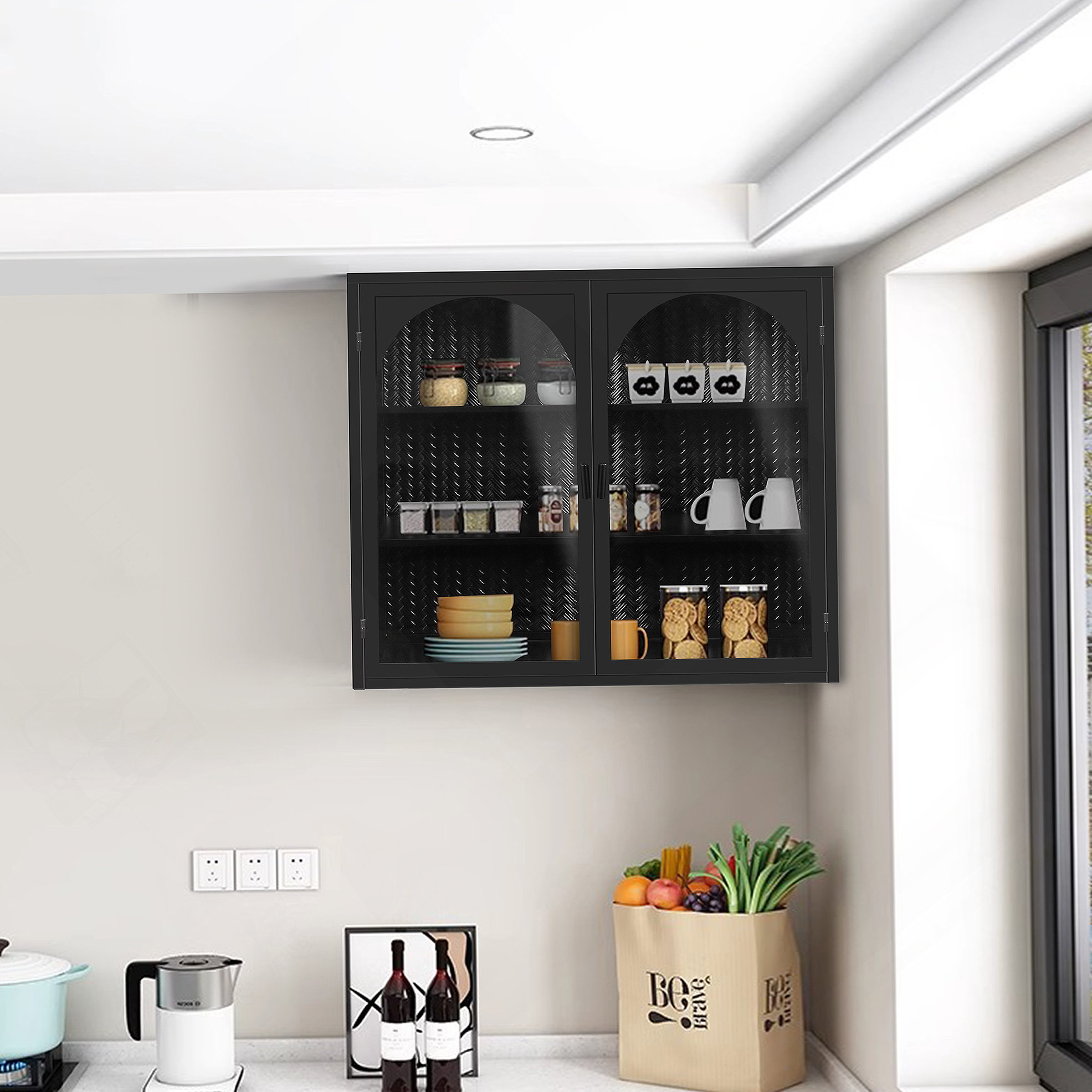 Wrought Studio Modern Two-door Wall Cabinet with Featuring Three-tier ...