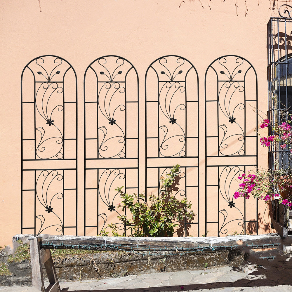 Latitude Run® Easy-Assembly Metal Garden Trellis with Sturdy Galvanized ...