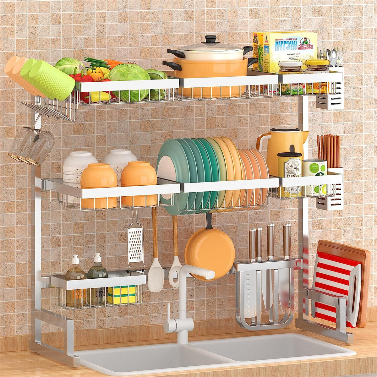 YITAHOME Stainless Steel 2 Tier Dish Rack | Wayfair