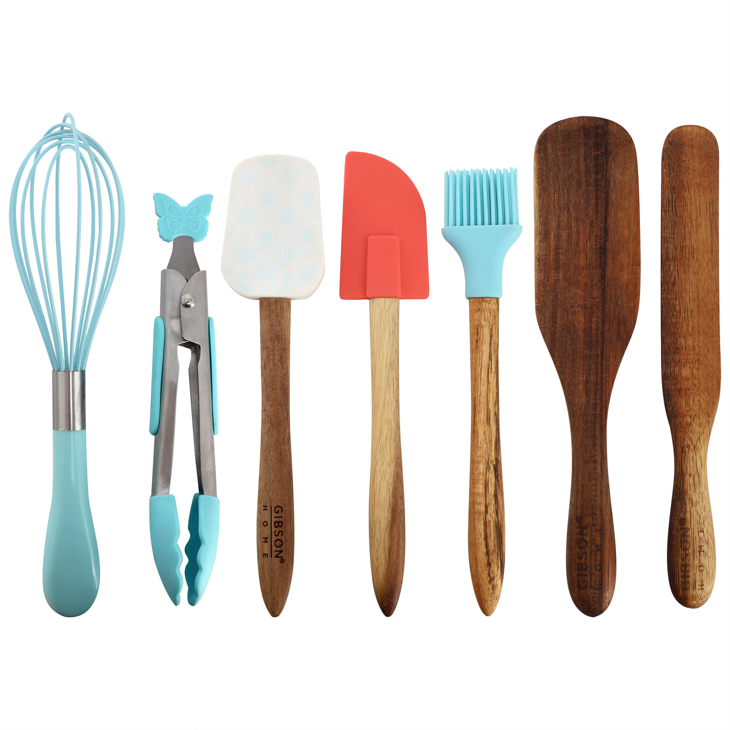 Gibson Home General Store 7 Piece Acacia Wood and Silicone Mini Kitchen Tool Set in Multi | Wayfair